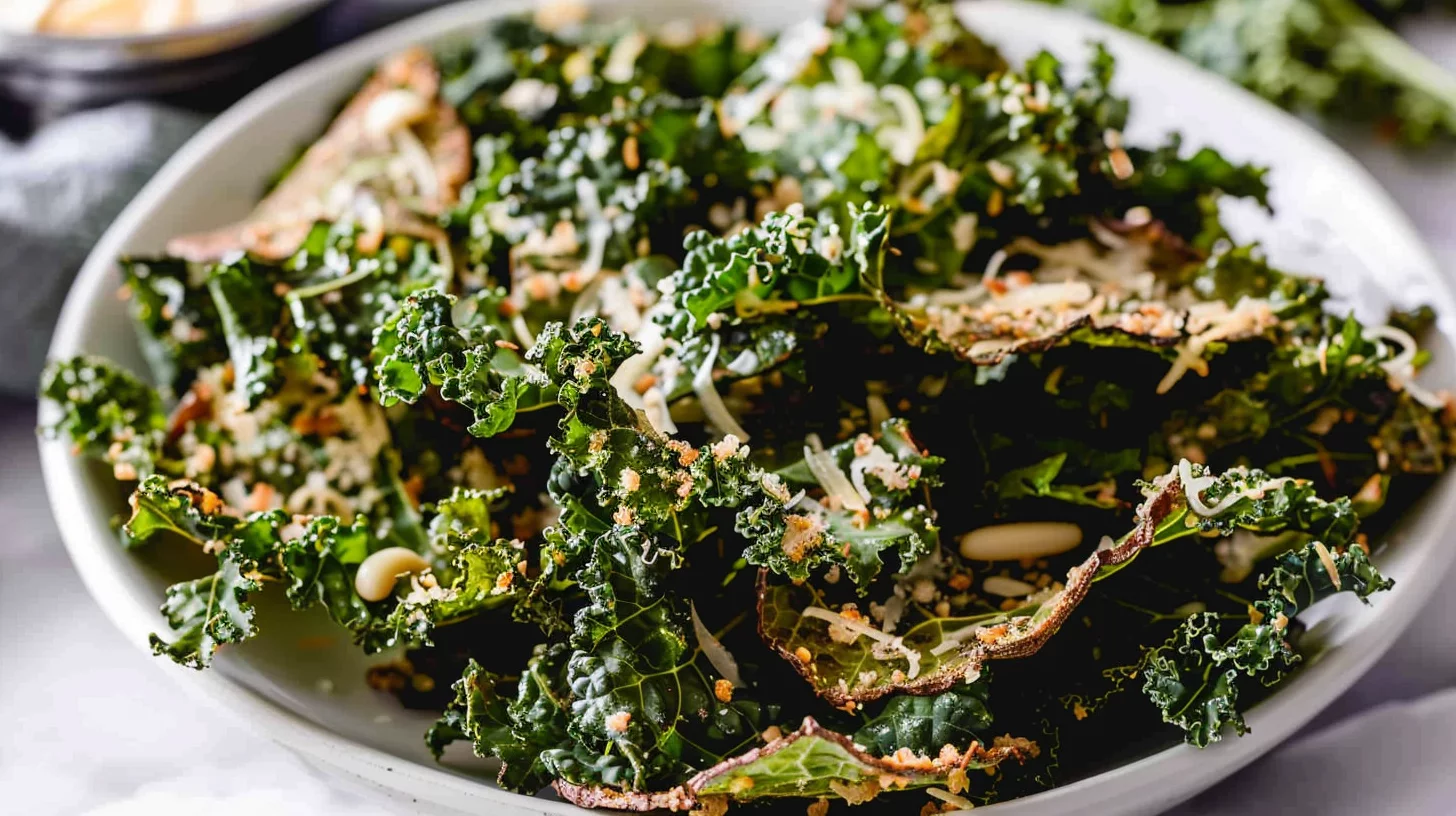Homemade Kale Chips: Crispy Garlic Delight with Cheesy Finish - Healthy ...
